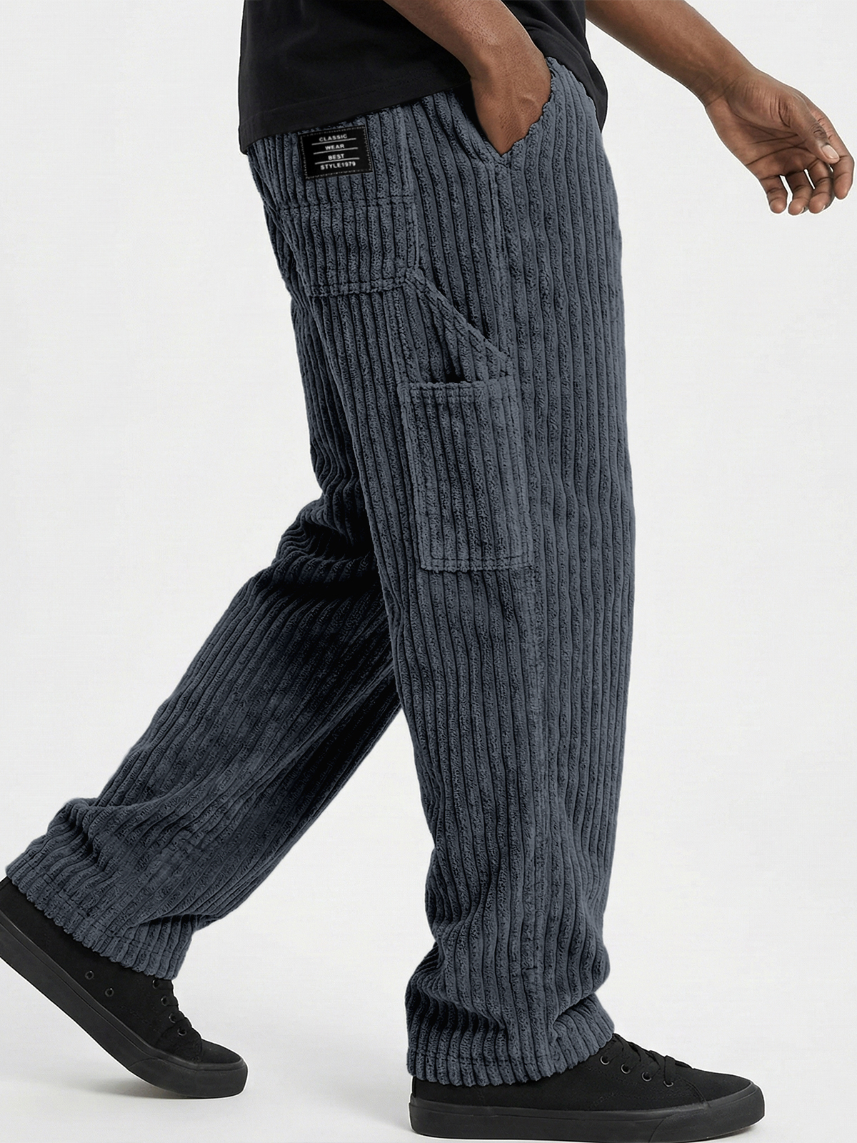 Men's Comfort and Soft Corduroy Textured Practical Work Pants with ...