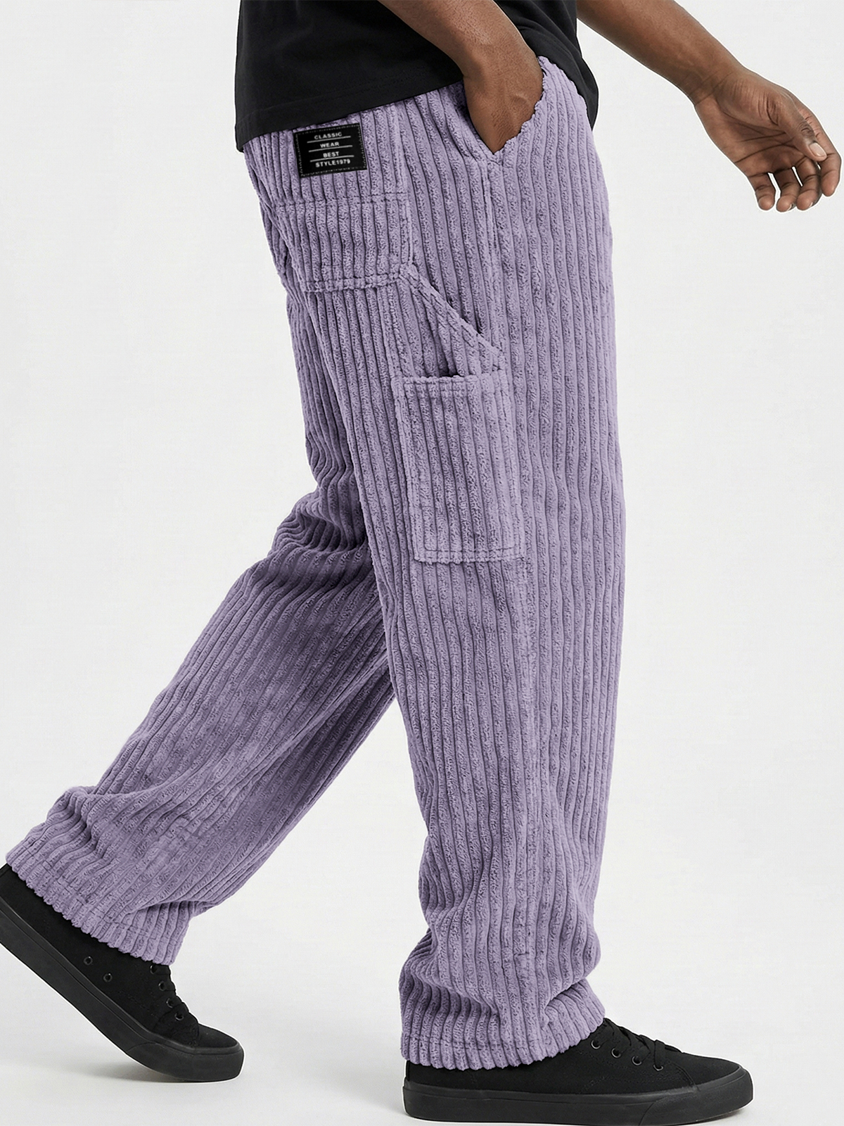 Men's Comfort and Soft Corduroy Textured Practical Work Pants with ...